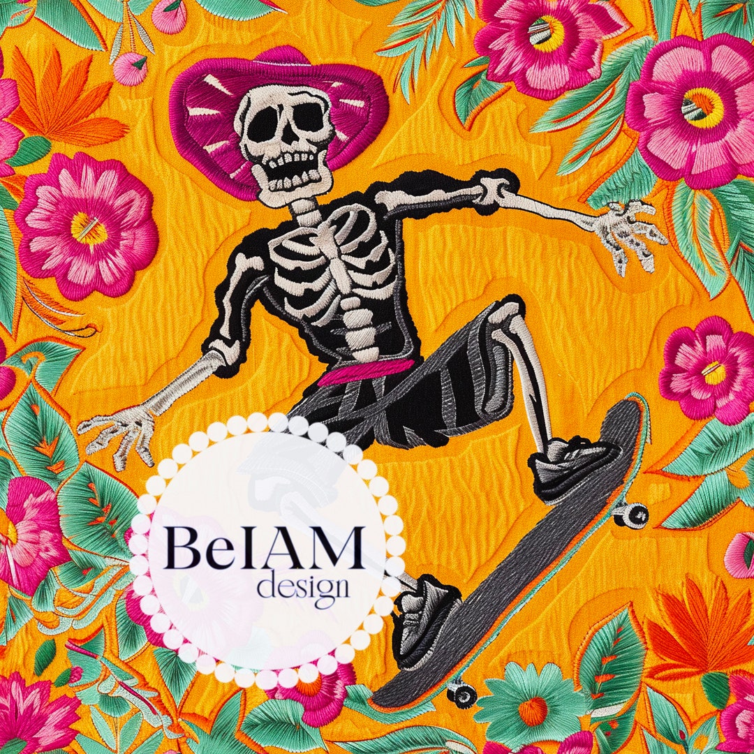 3D Skeleton Skateboard Seamless Pattern Repeating File for Fabric ...