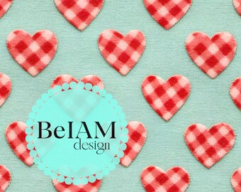Red and White Painted Hearts Seamless Pattern Repeating File for Fabric ...