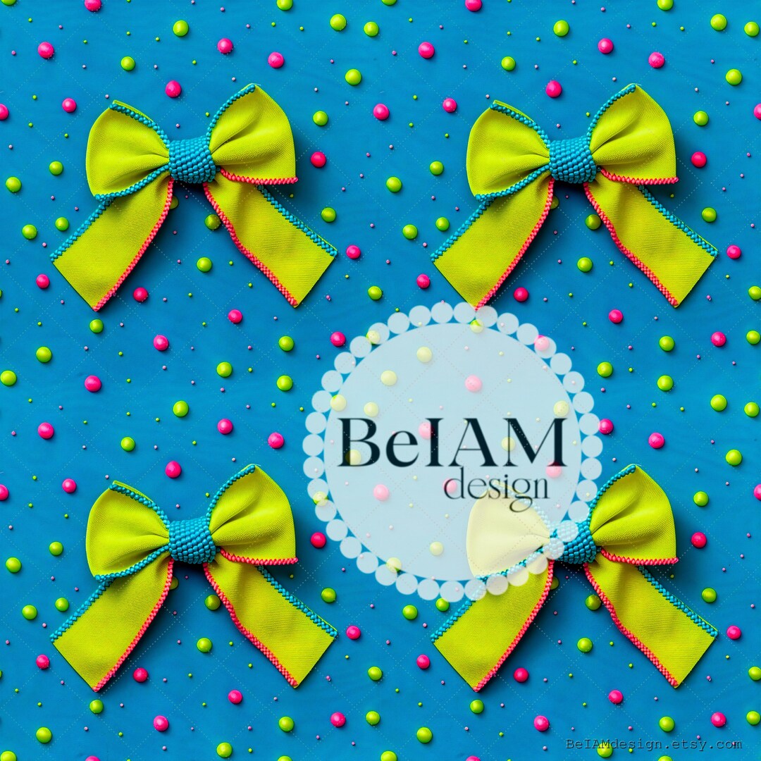Neon Bows Seamless Pattern: 3D Dotty Design (JPEG File) - Etsy