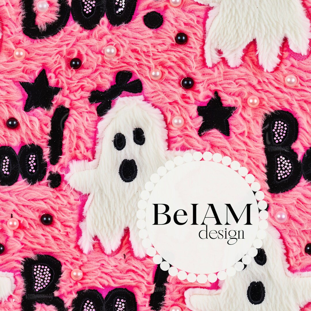 3D Pink Fluffy Boo Seamless Pattern Repeating File for Fabric ...