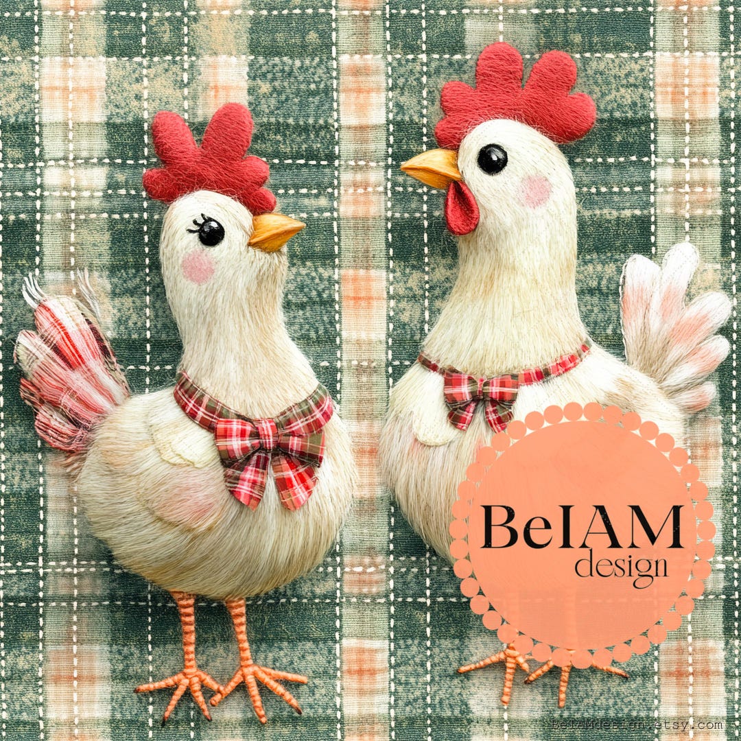 3D Checkered Bow Chickens Seamless Pattern Repeat File for Fabric ...