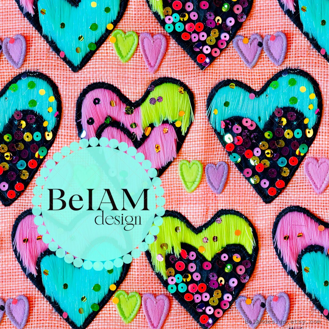 3D Preppy Valentines Day Textured Hearts Seamless Pattern Repeating ...