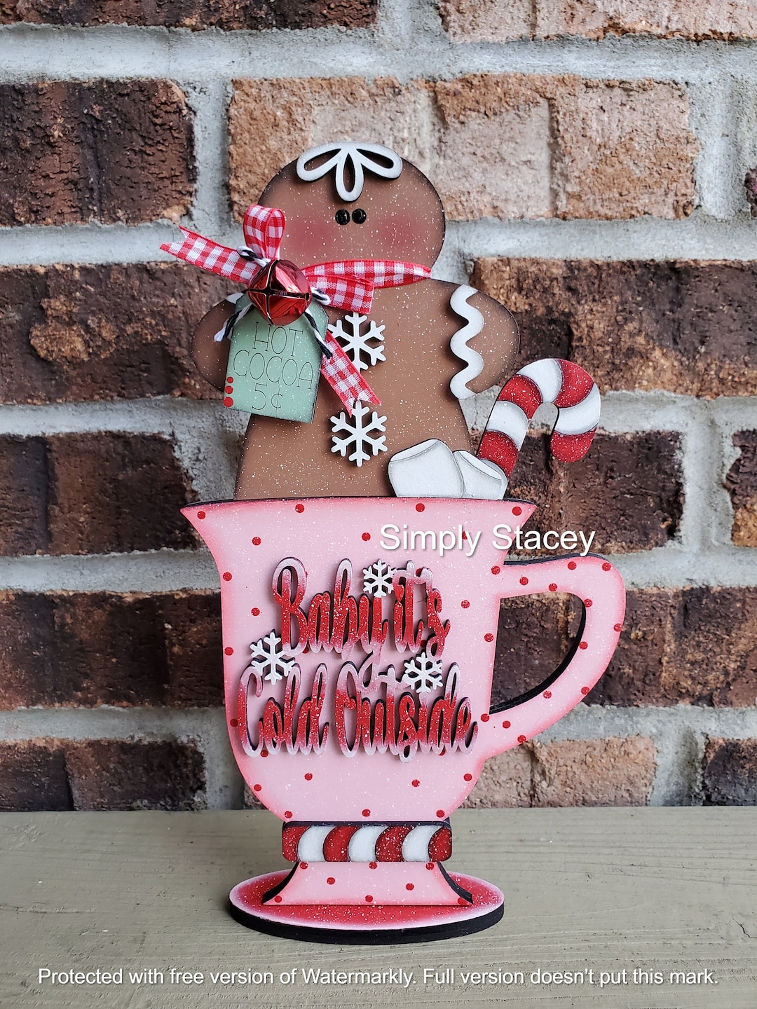 Gingerbread Mug Shelf Sitter, DIY Kit or Hand-painted, Gingerbread ...