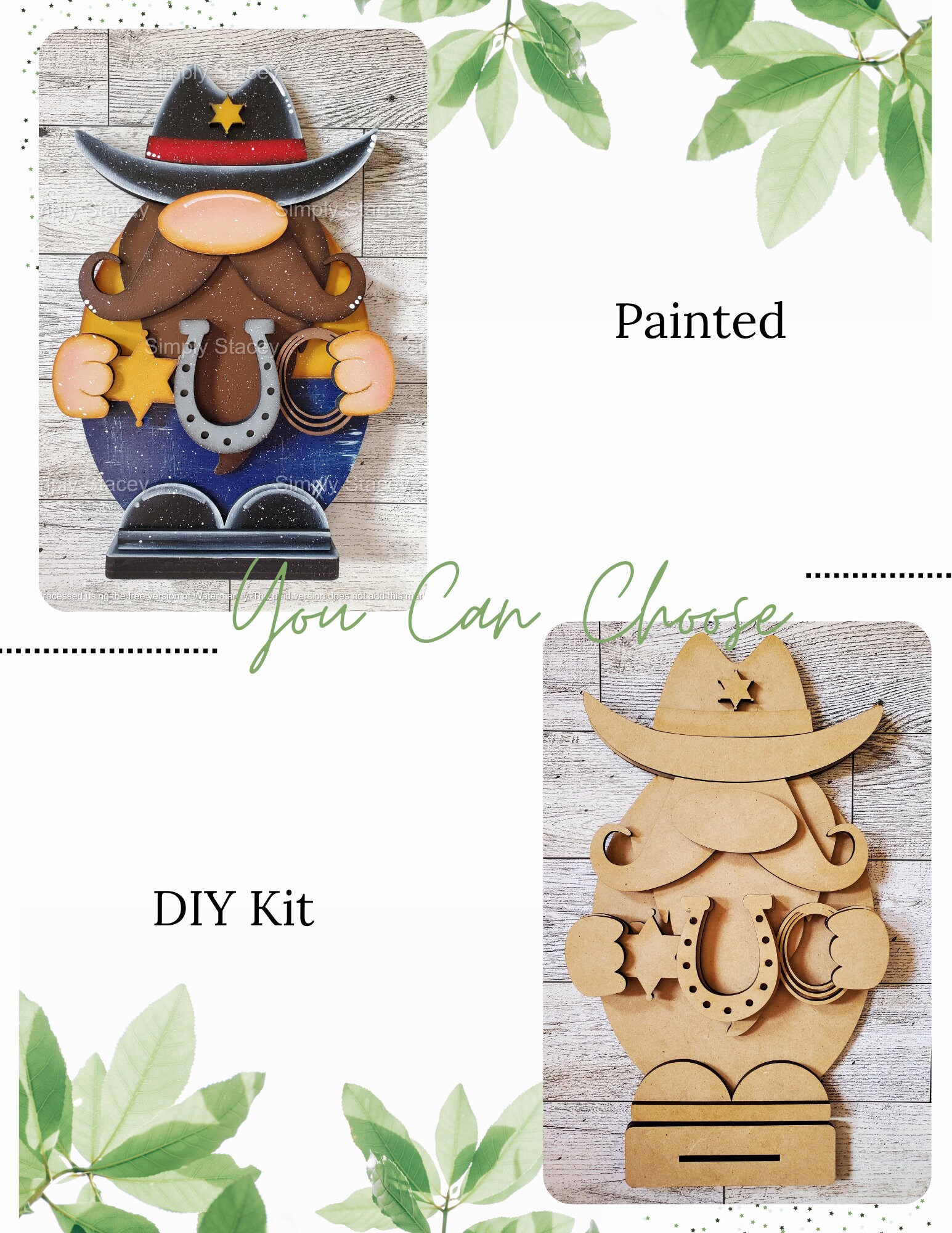 Sheriff Gnome DIY Wood Kit or Hand-painted, Shelf Sitter, Tiered Tray ...