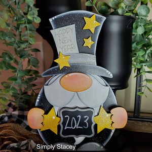 New Years Gnome, DIY Kit or Hand-painted, Shelf Sitter, New Years Home ...