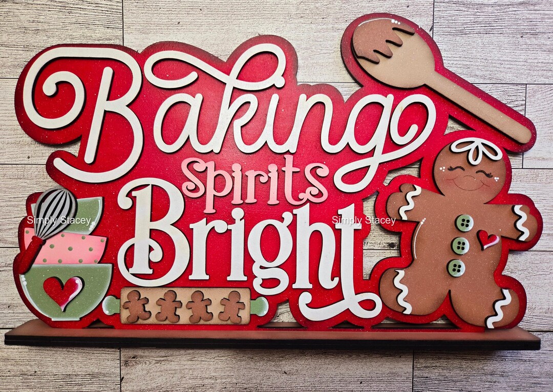 Gingerbread Shelf Sitter: Baking Spirits Bright, Christmas Kitchen ...