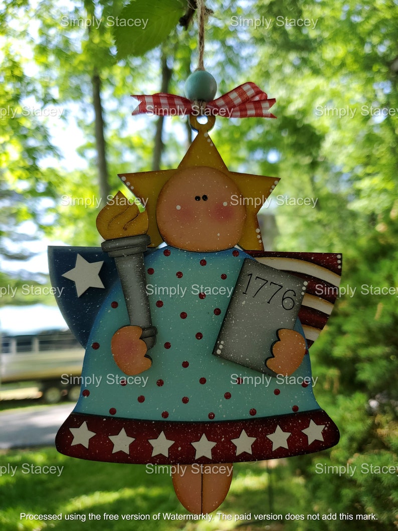 Lady Liberty Angel Ornaments, DIY Wood Kit or Hand-painted, 4th of July ...