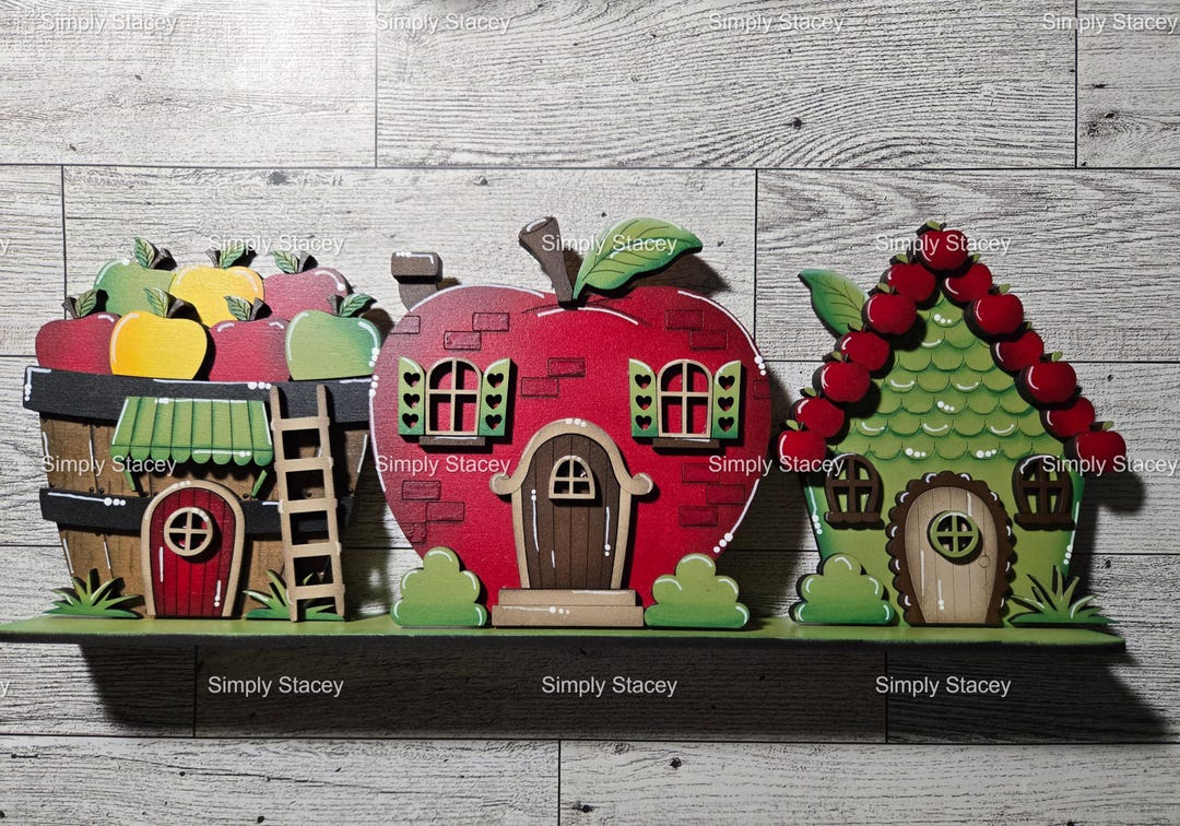 Apple Standing Houses DIY Kit or Painted, Apple House Shelf Sitters ...