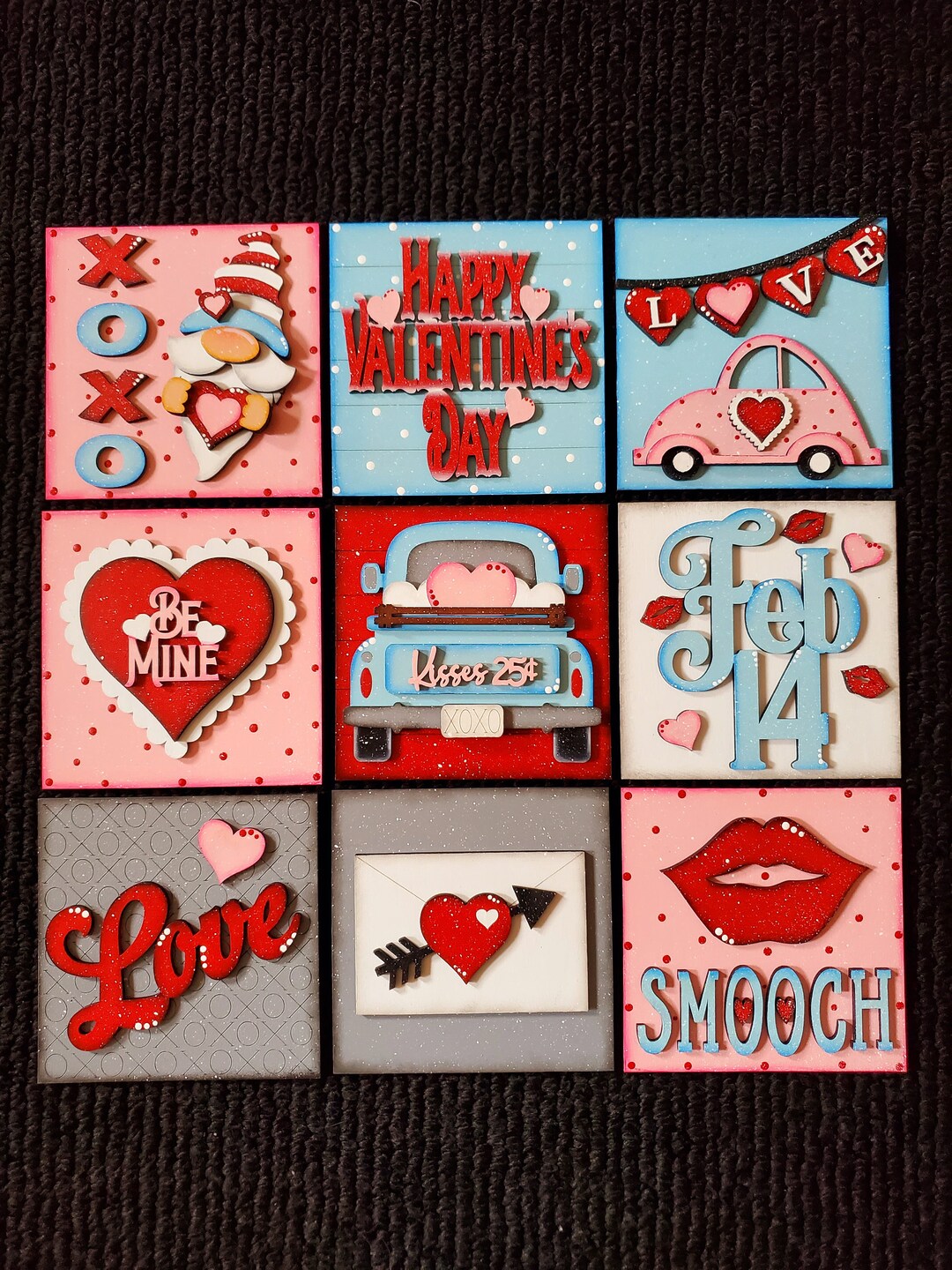 Valentines Sign Tile Inserts, DIY Kit, Hand-painted, Valentines Decor ...