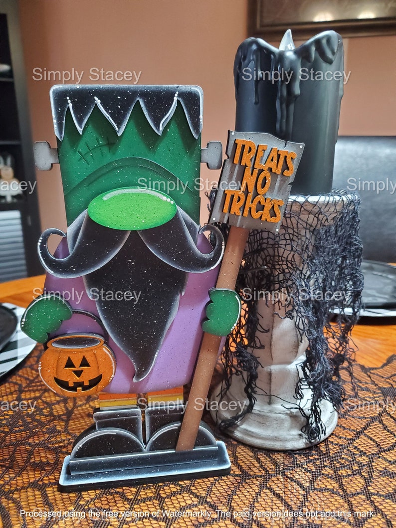Frankenstein Gnome, DIY Wood Kit or Hand-painted, Gnome Shelf Sitter ...