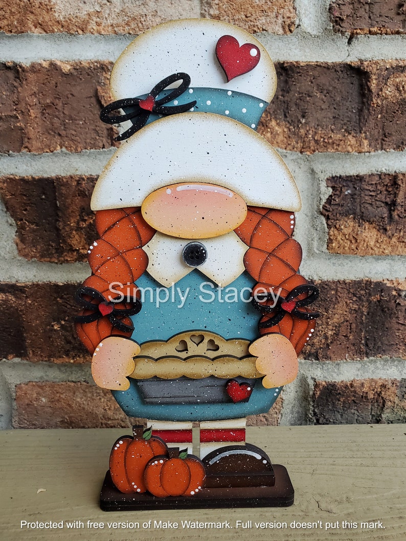 Pilgrim Girl Gnome, DIY Kit or Hand-painted, Gnome Shelf Sitter ...