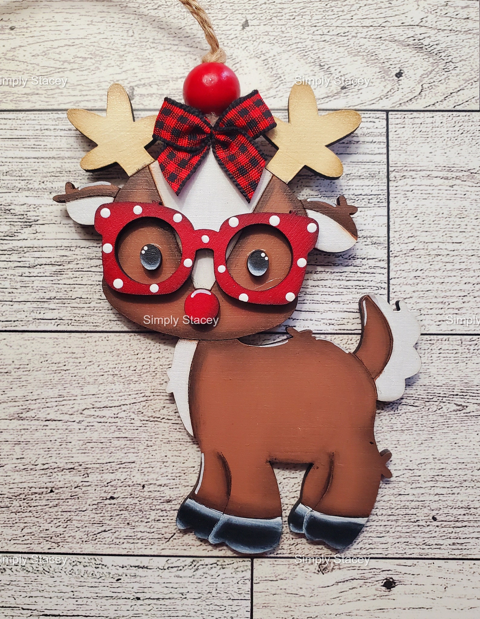 Reindeer Ornament, DIY Kit, Hand Painted, Reindeer With Glasses ...