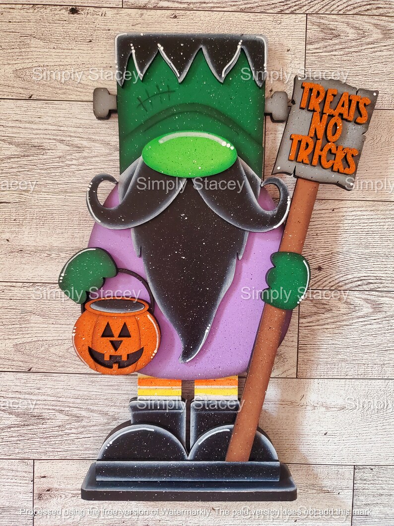 Frankenstein Gnome, DIY Wood Kit or Hand-painted, Gnome Shelf Sitter ...
