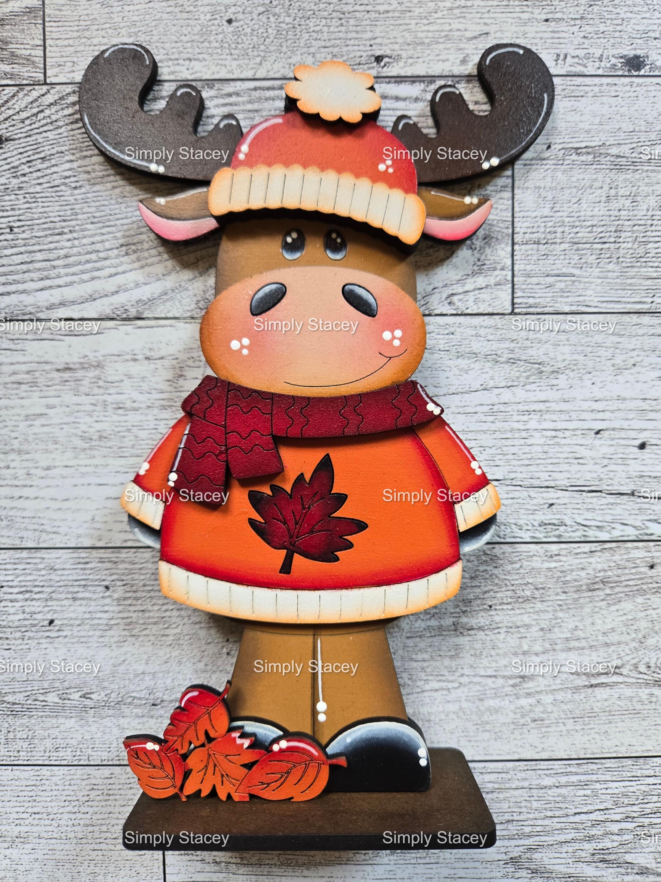 Hand-made Fall Moose Shelf Sitter: Rustic Autumn Decor, DIY Kit or Hand ...