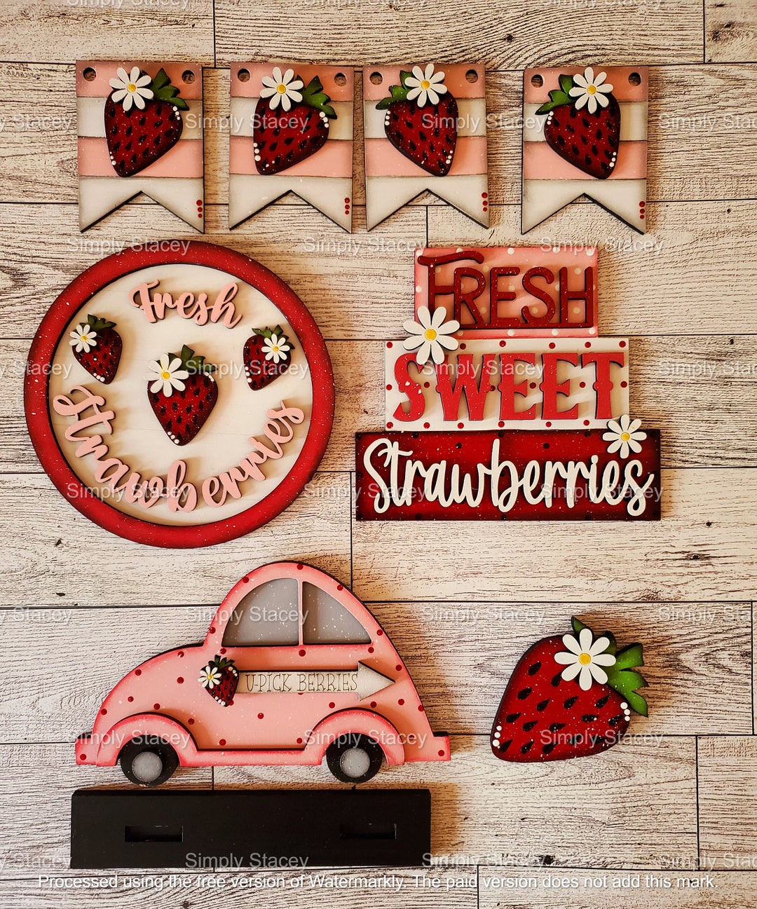 Strawberry Tiered Tray Set, DIY Kit or Hand-painted, Summer Tiered Tray ...