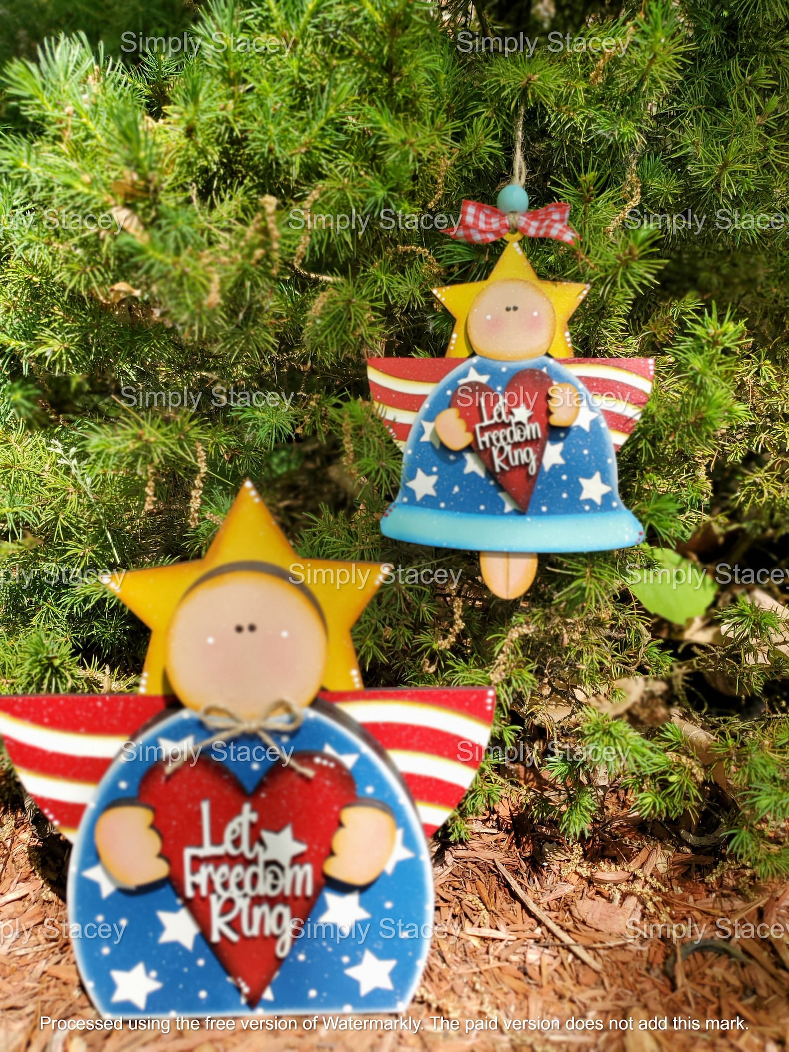 Lady Liberty Angel Ornaments, DIY Wood Kit or Hand-painted, 4th of July ...