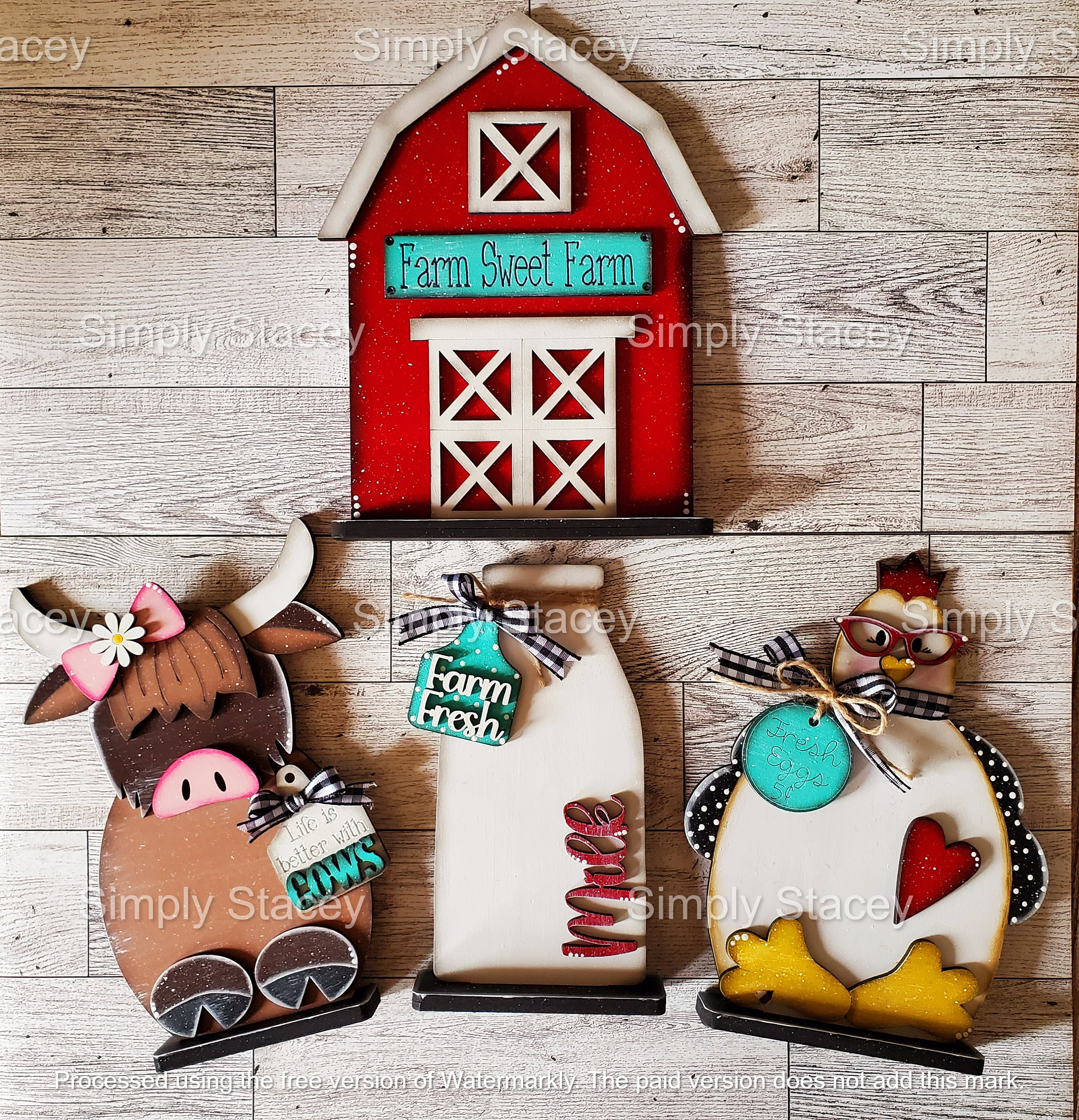Farm Shelf Sitter Set, Chicken, Milk Jug, Highland Cow, Barn, DIY Kit ...