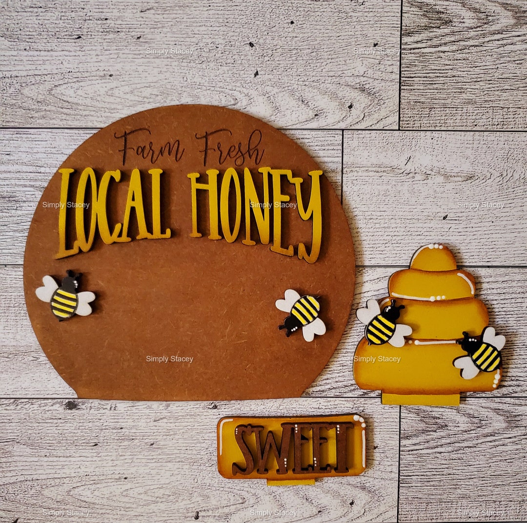 Local Honey Bee Insert, DIY Kit, Hand-painted, Bee Decor, Home Decor ...
