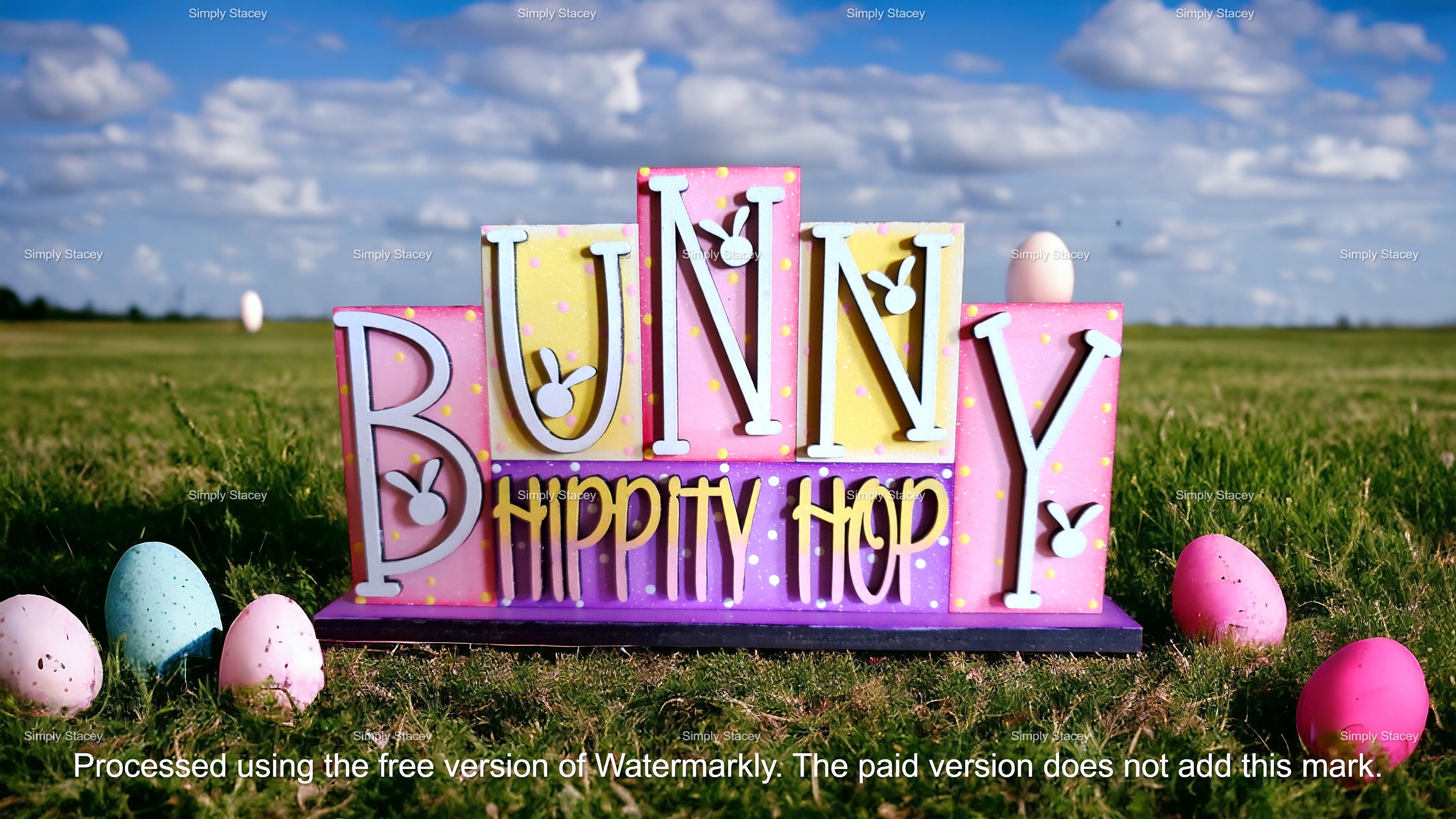 Easter Bunny Hippity Hop Mini Word Block, DIY Kit or Hand-pained, Word ...