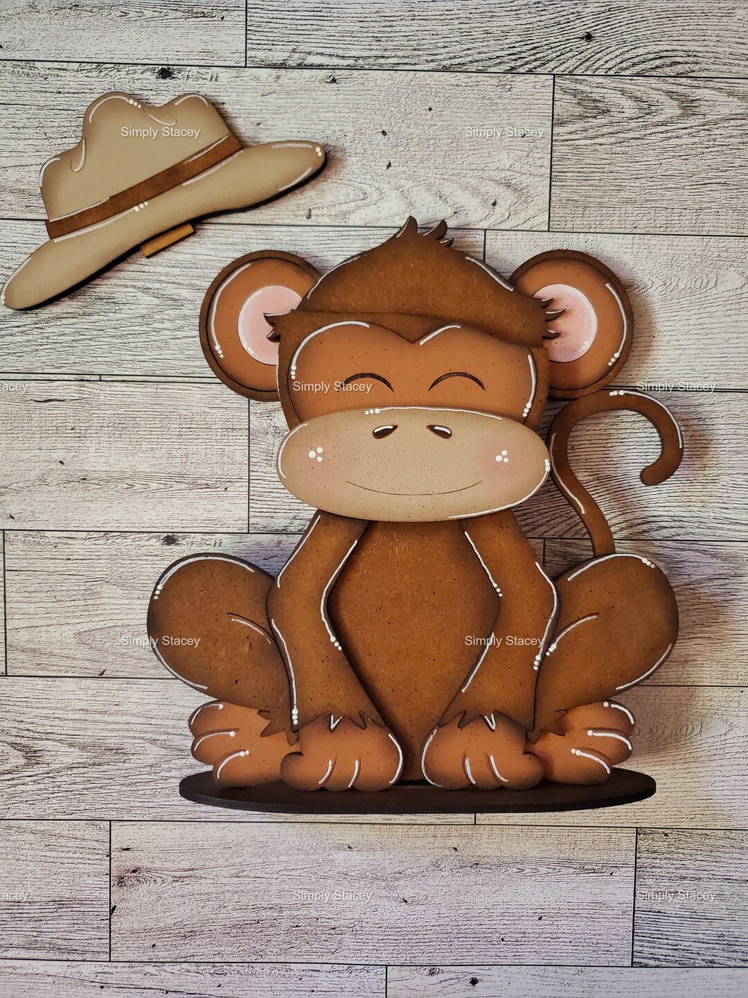 Monkey Animal Hats Interchangeable Shelf Sitter DIY Kit or Painted ...
