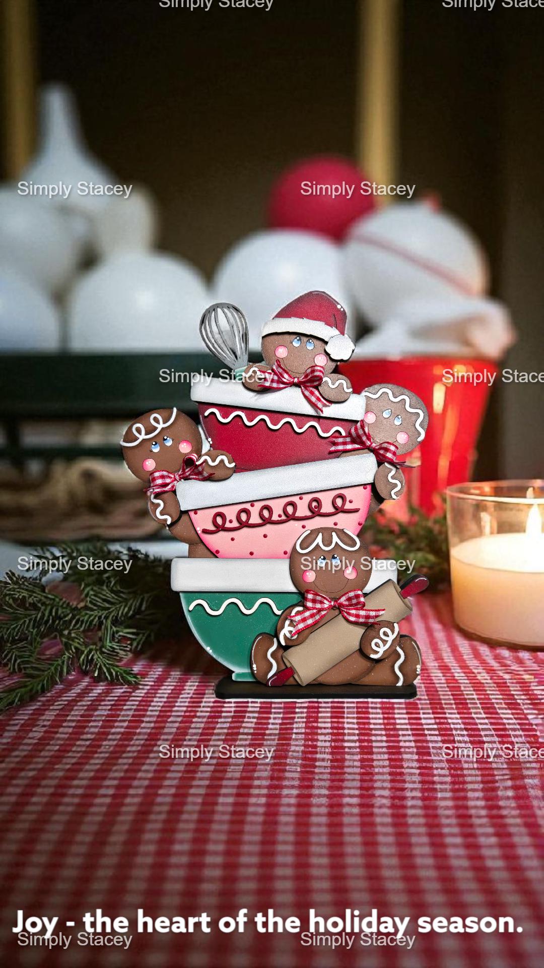 Gingerbread With Baking Bowls Shelf Sitter – Handmade Holiday Kitchen ...