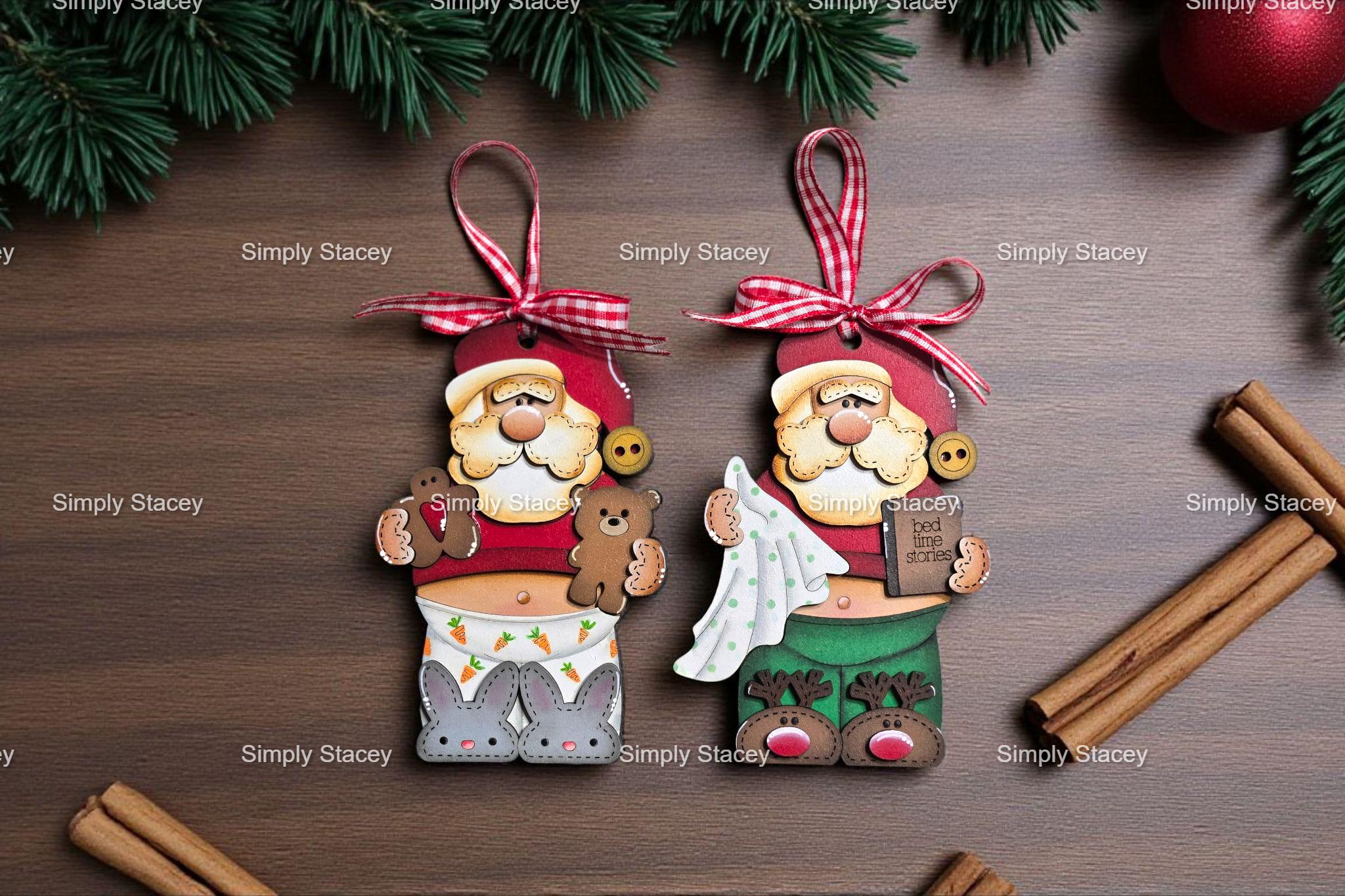 Chubby Belly Santa Stitched Ornaments, Santa in Pj's, DIY Kit or Hand ...