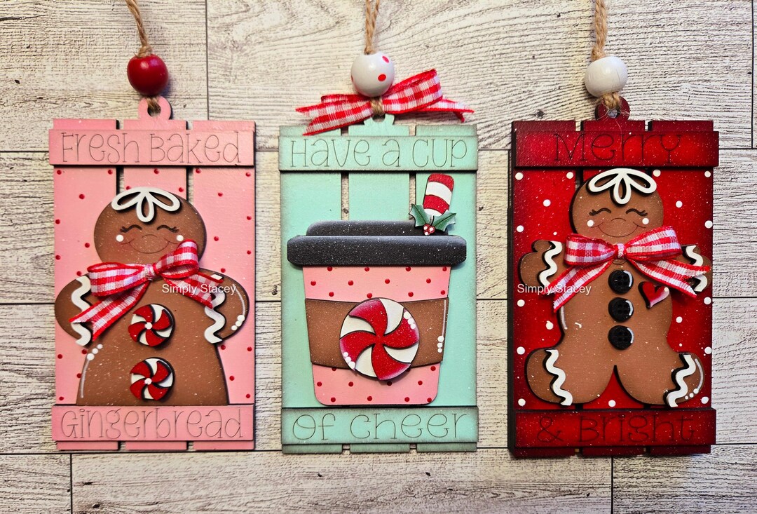 Gingerbread Pallet Ornaments, DIY Kit, Hand Painted, Homemade Gift ...