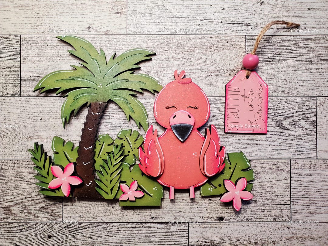 Hand-painted Flamingo Basket Insert: Tropical Summer Decor, DIY Kit ...