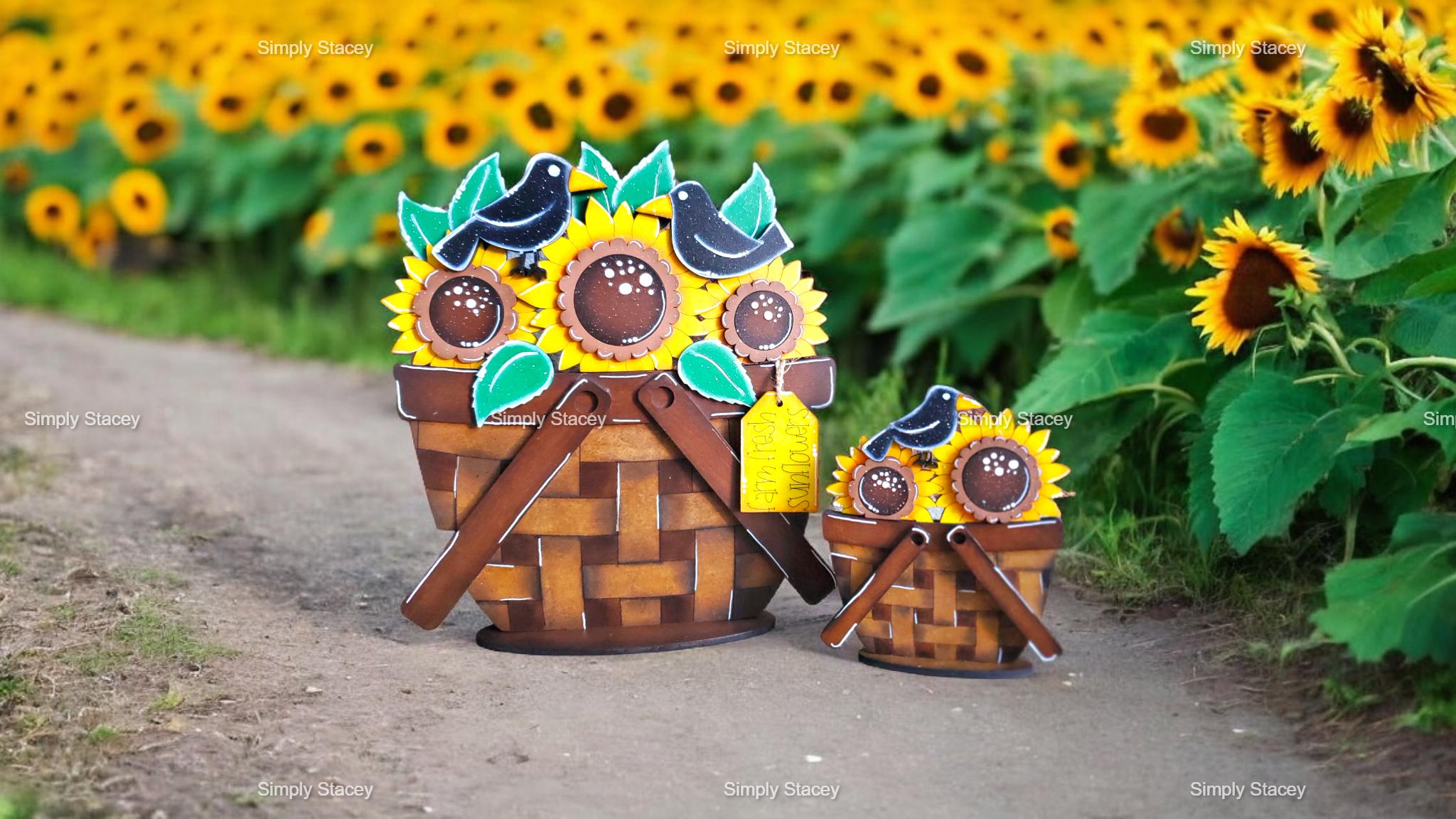 Hand-painted Crows and Sunflowers Basket Insert: Fall Tiered Tray Decor ...