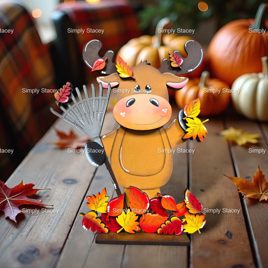 Hand-made Fall Moose Shelf Sitter: Rustic Autumn Decor, DIY Kit or Hand ...