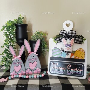 Double Bunny Easter Shelf Sitters, DIY Kit or Hand-painted, Easter ...