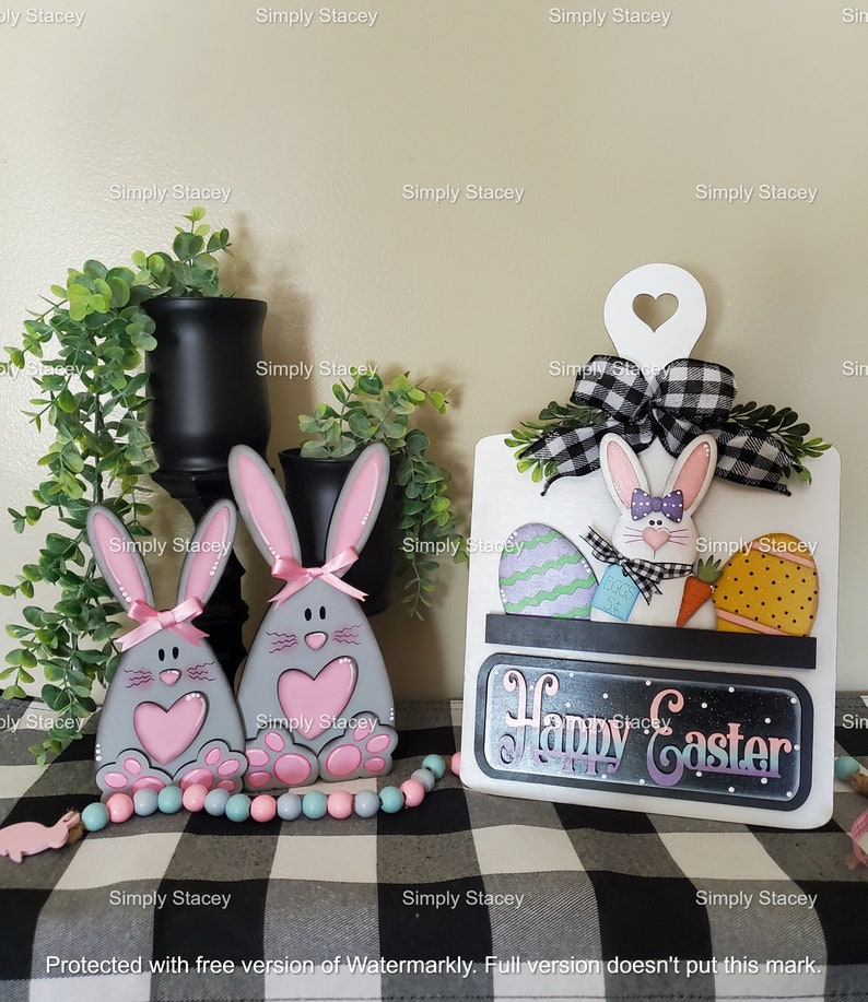 Double Bunny Easter Shelf Sitters DIY Kit or Hand-painted - Etsy