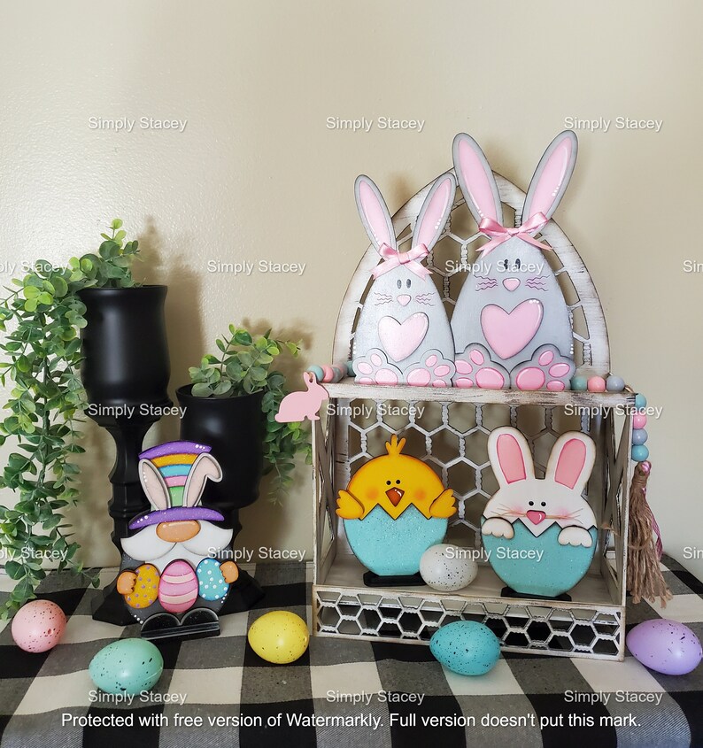 Double Bunny Easter Shelf Sitters, DIY Kit or Hand-painted, Easter ...