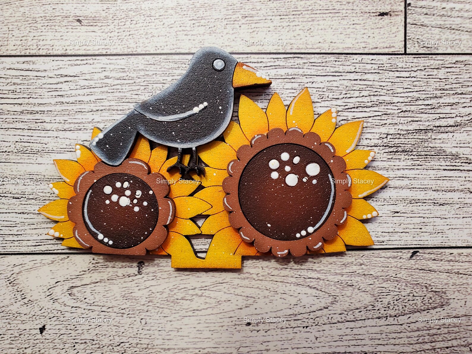 Hand-painted Crows and Sunflowers Basket Insert: Fall Tiered Tray Decor ...