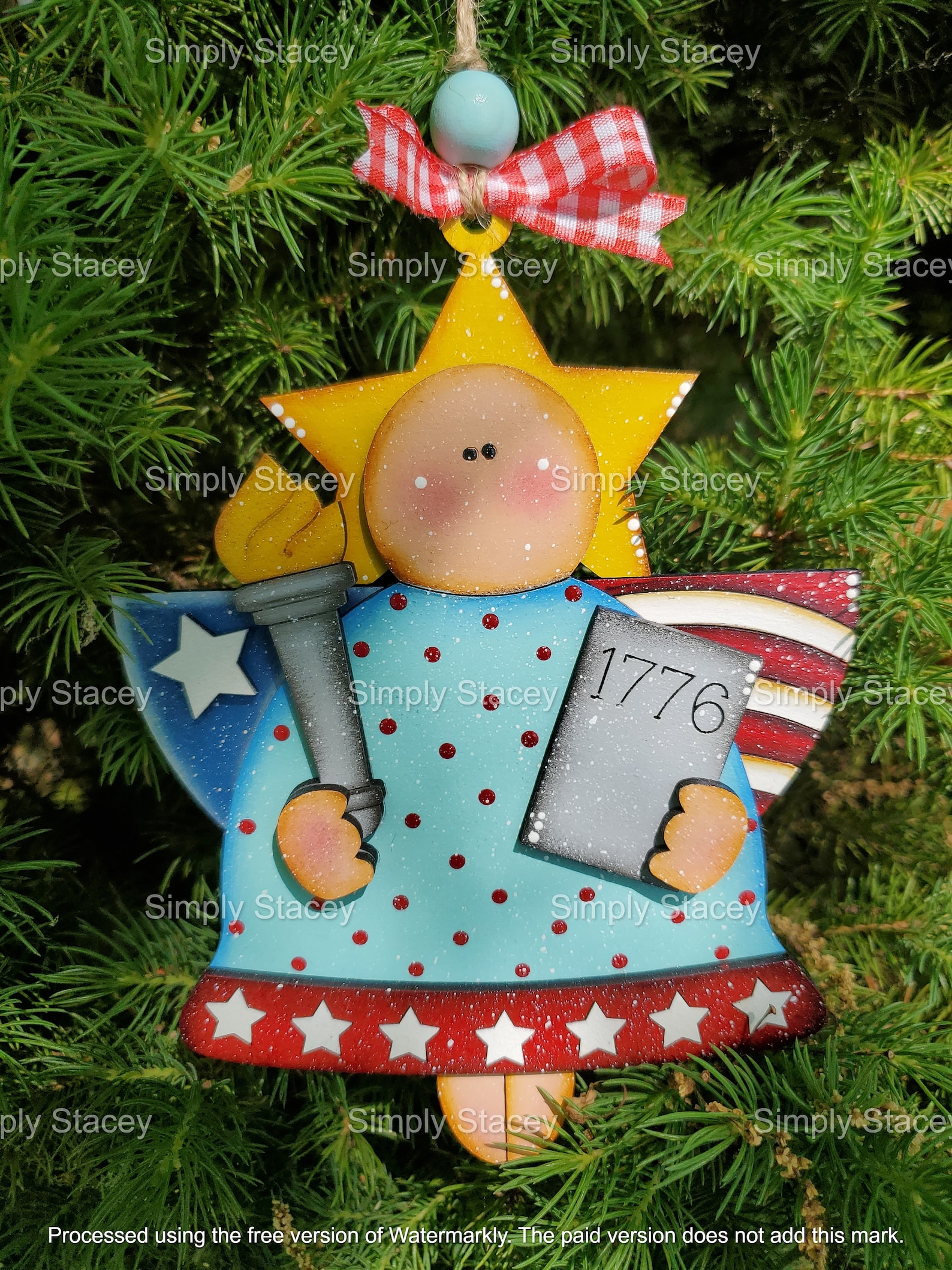 Lady Liberty Angel Ornaments, DIY Wood Kit or Hand-painted, 4th of July ...