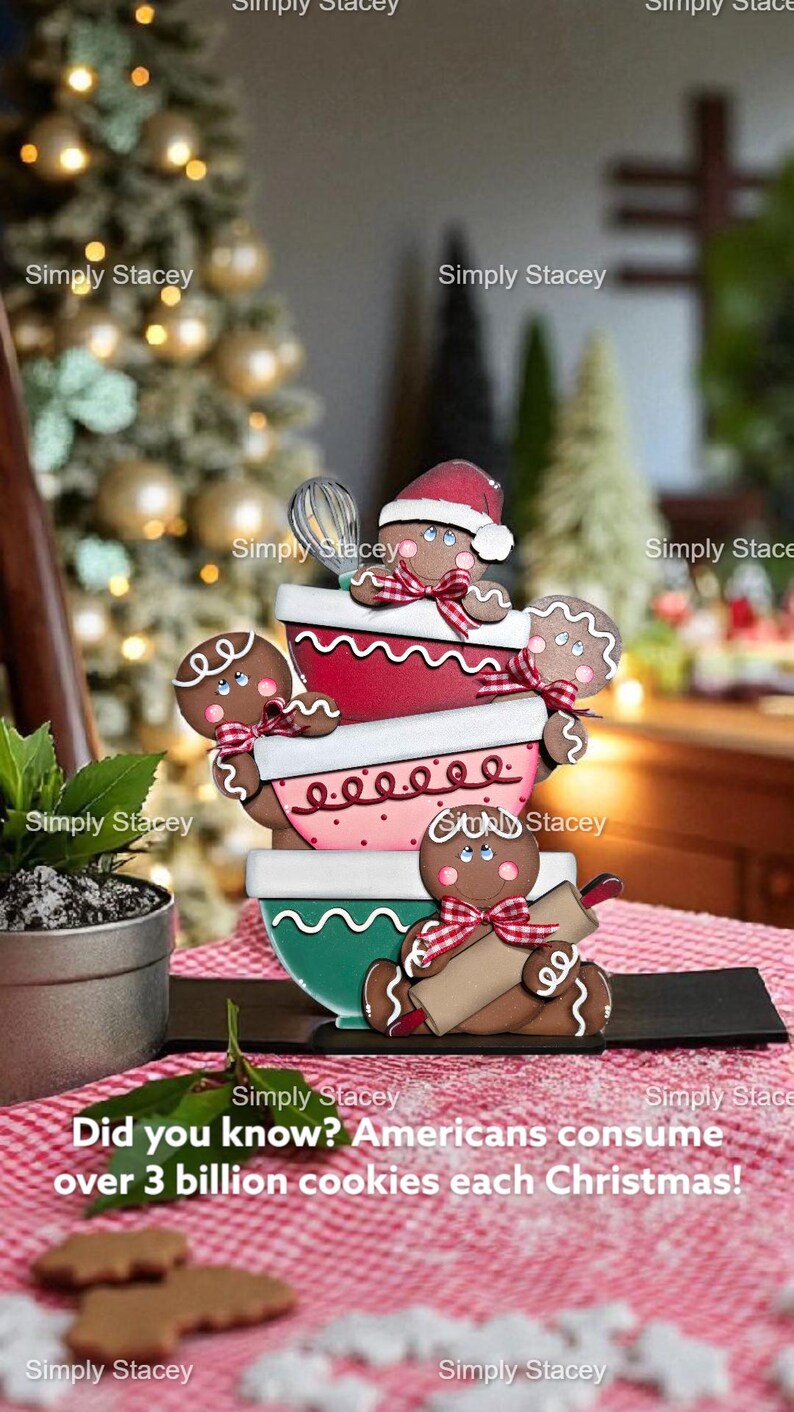 Gingerbread With Baking Bowls Shelf Sitter – Handmade Holiday Kitchen ...