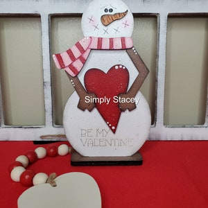 Valentine's Day Snowman, DIY Kit or Hand-painted, Valentine's Shelf ...