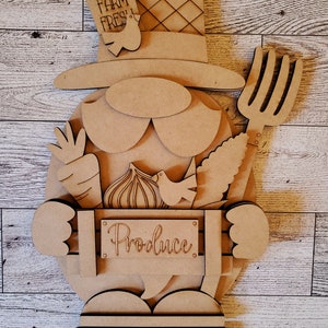 Farmer Gnome, DIY Wood Kit or Hand-painted, Farmer Gnome Shelf Sitter ...