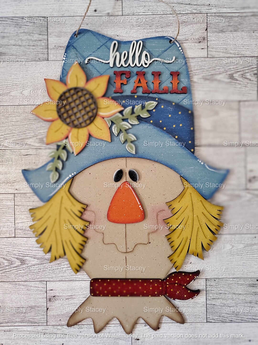 Hello Fall Scarecrow Door Hanger, DIY Kit or Hand-painted, Fall Decor ...