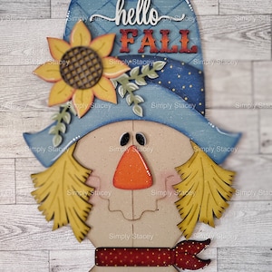Hello Fall Scarecrow Door Hanger, DIY Kit or Hand-painted, Fall Decor ...