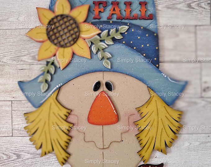 Hello Fall Scarecrow Door Hanger, DIY Kit or Hand-painted, Fall Decor ...