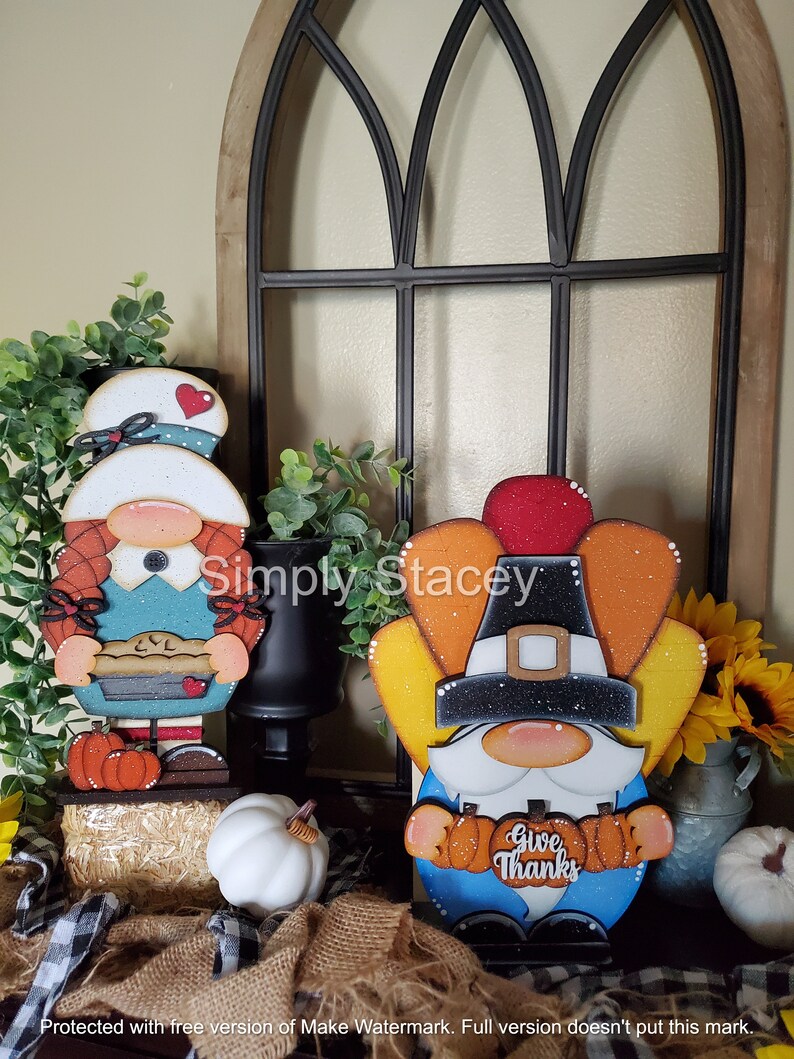 Pilgrim Girl Gnome, DIY Kit or Hand-painted, Gnome Shelf Sitter ...