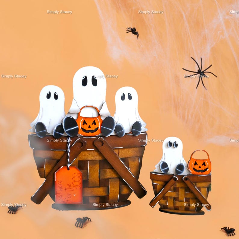 Ghost Basket Insert: Hand-painted Halloween Decor - Large or Mini, DIY ...