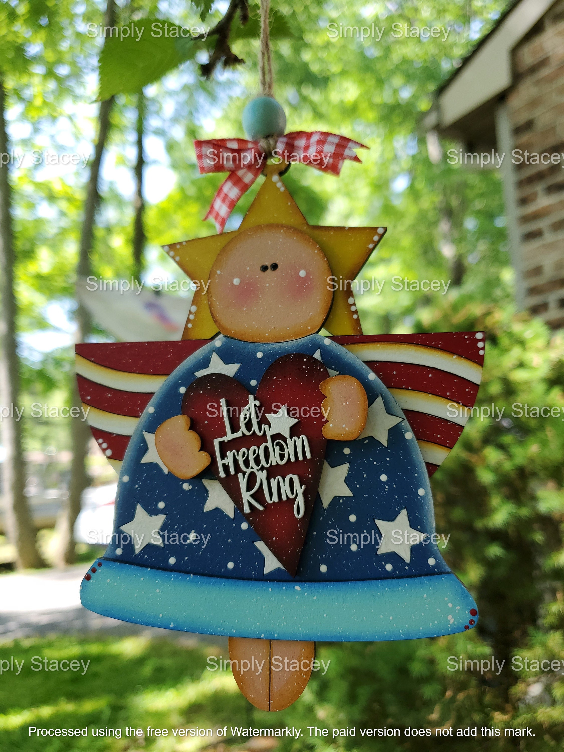 Lady Liberty Angel Ornaments, DIY Wood Kit or Hand-painted, 4th of July ...