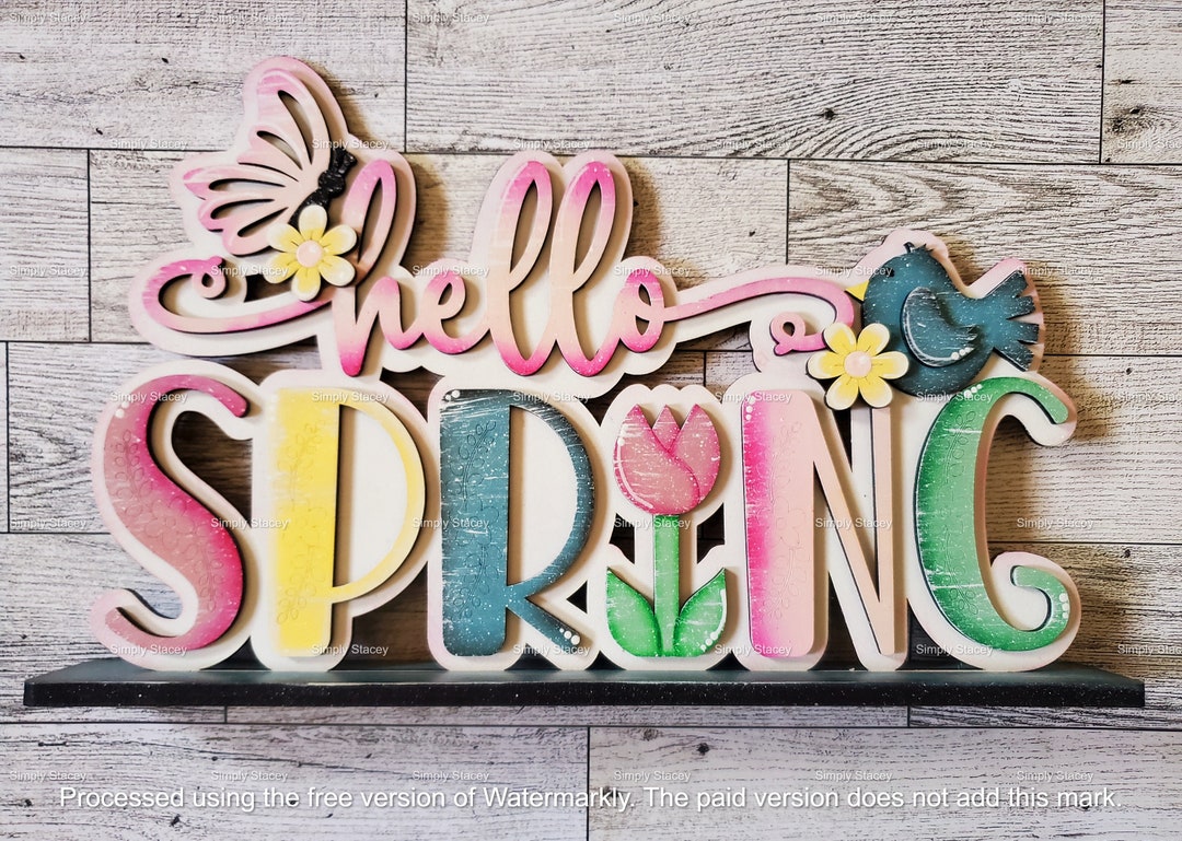 Hello Spring Standing Shelf Sitter, DIY Kit, Hand-painted, Spring Decor ...