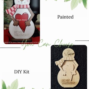 Valentine's Day Snowman, DIY Kit or Hand-painted, Valentine's Shelf ...