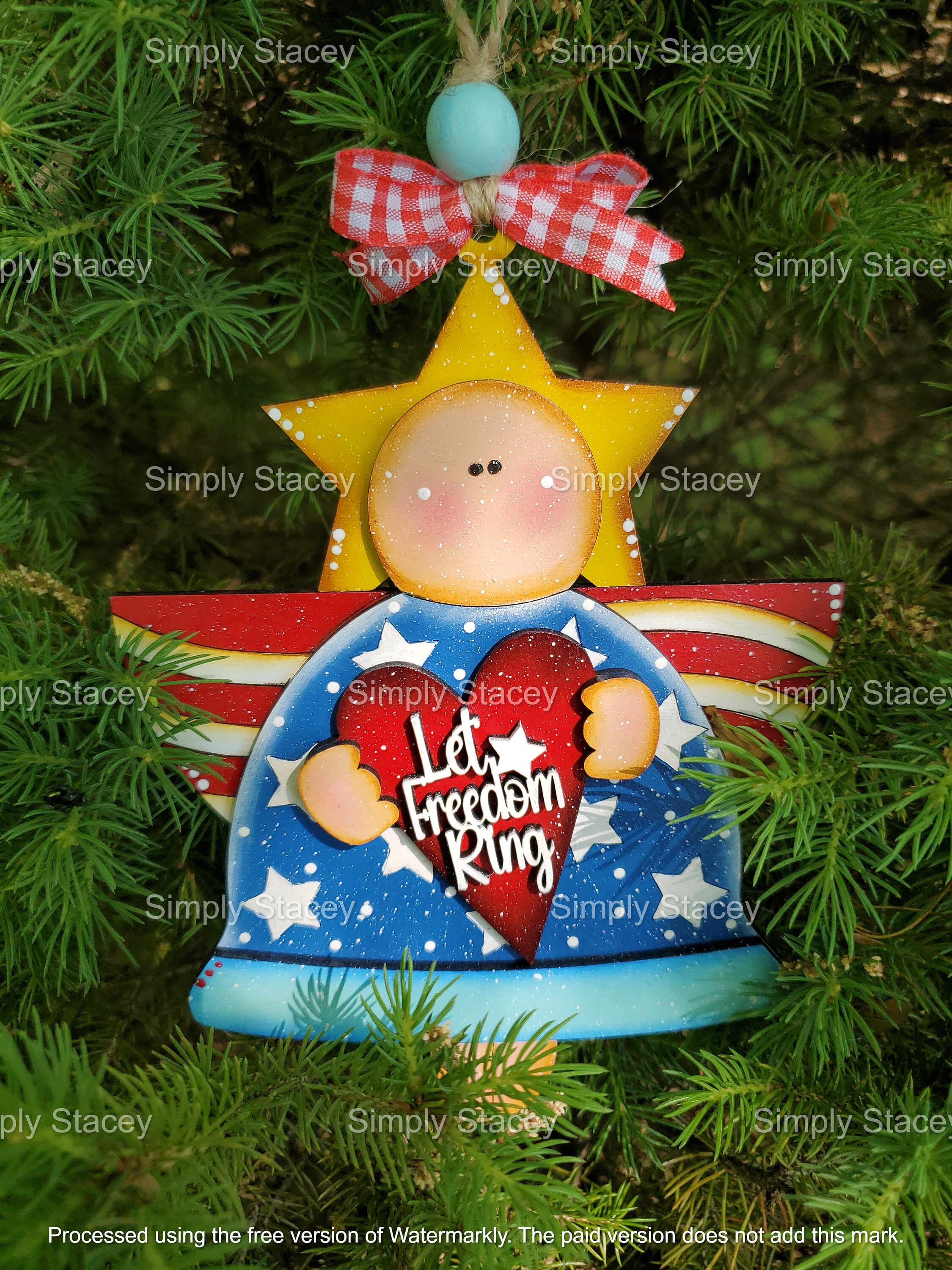 Lady Liberty Angel Ornaments, DIY Wood Kit or Hand-painted, 4th of July ...