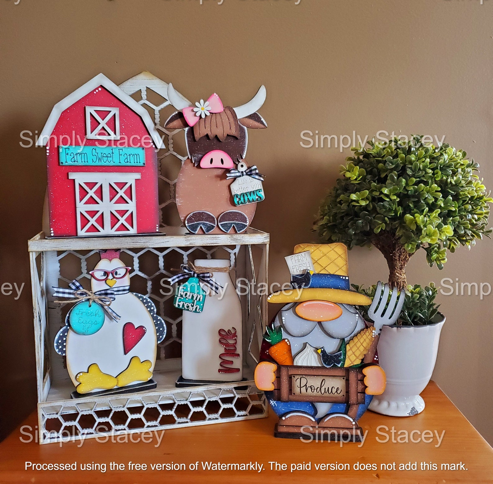 Farmer Gnome, DIY Wood Kit or Hand-painted, Farmer Gnome Shelf Sitter ...