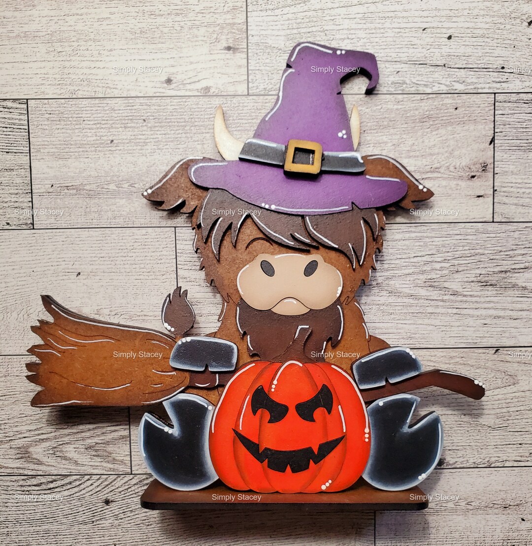 Halloween Highland Cow Shelf Sitter DIY Kit or Hand-painted, Halloween ...