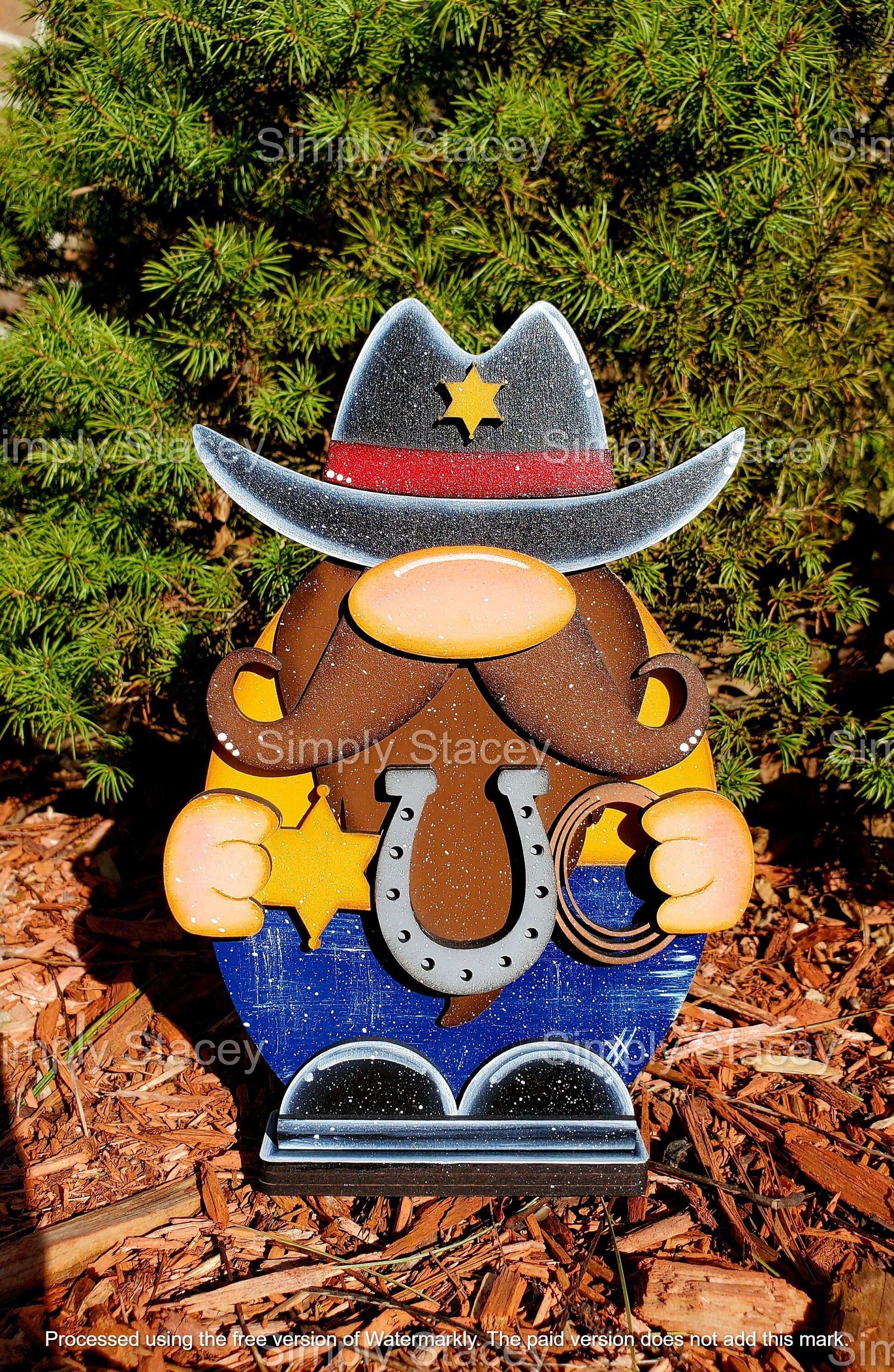 Sheriff Gnome DIY Wood Kit or Hand-painted, Shelf Sitter, Tiered Tray ...